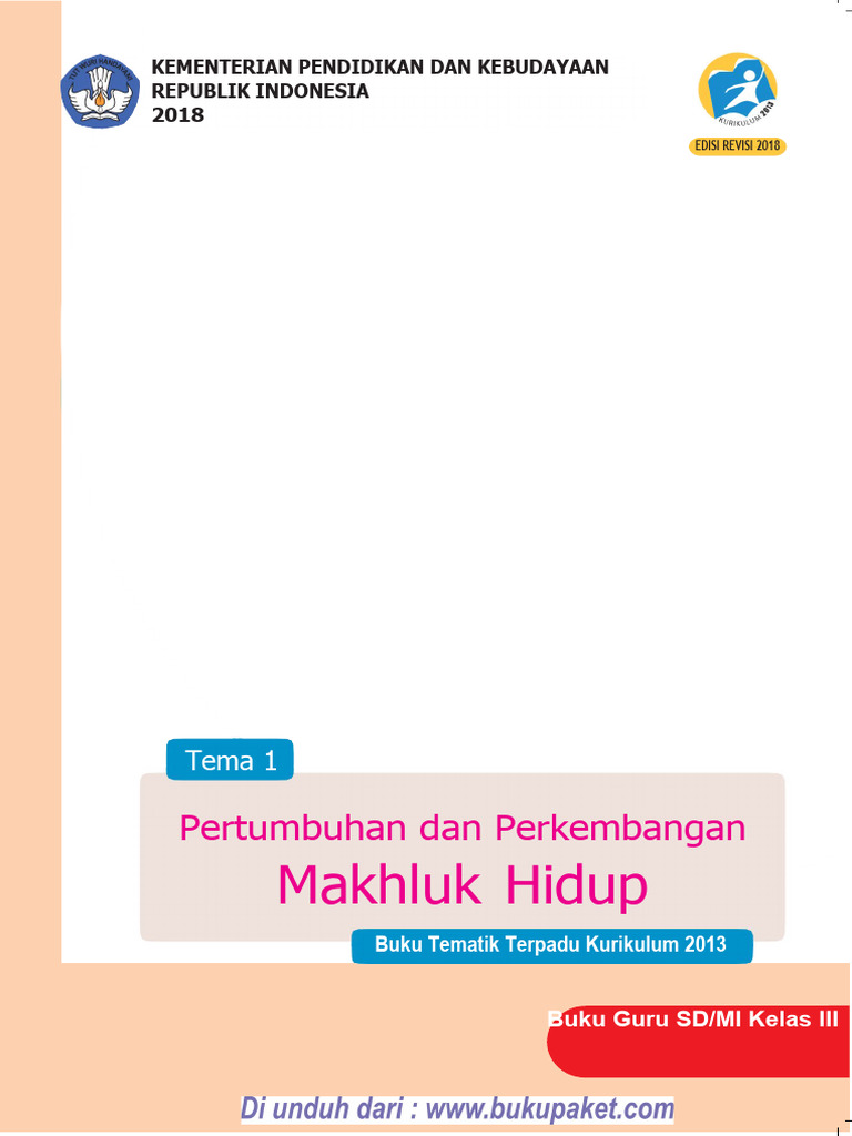 BG Kelas III Tema 1 - Pertumbuhan Perkembangan Makhluk HDP | PDF