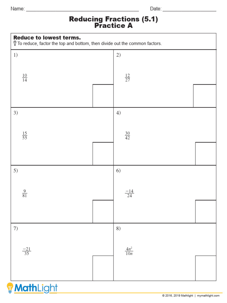 Practice Reducing Fractions | Download Free PDF | Numbers | Arithmetic