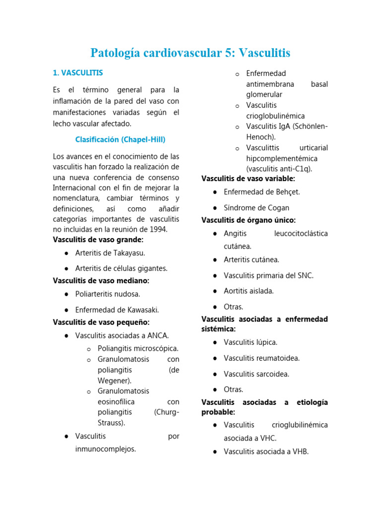 Vasculitis | PDF | Inflamación | Hipertensión