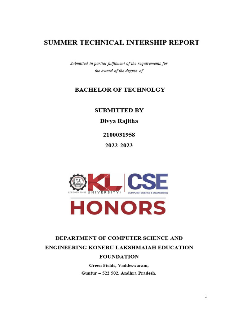 Summer Technical Intership Report - 2100031958 | PDF | Amazon Web ...