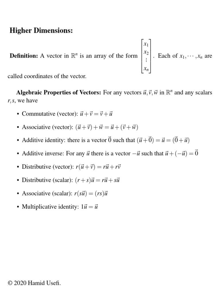 Lecture5-Higher dimensions | PDF | Vector Space | Scalar (Mathematics)