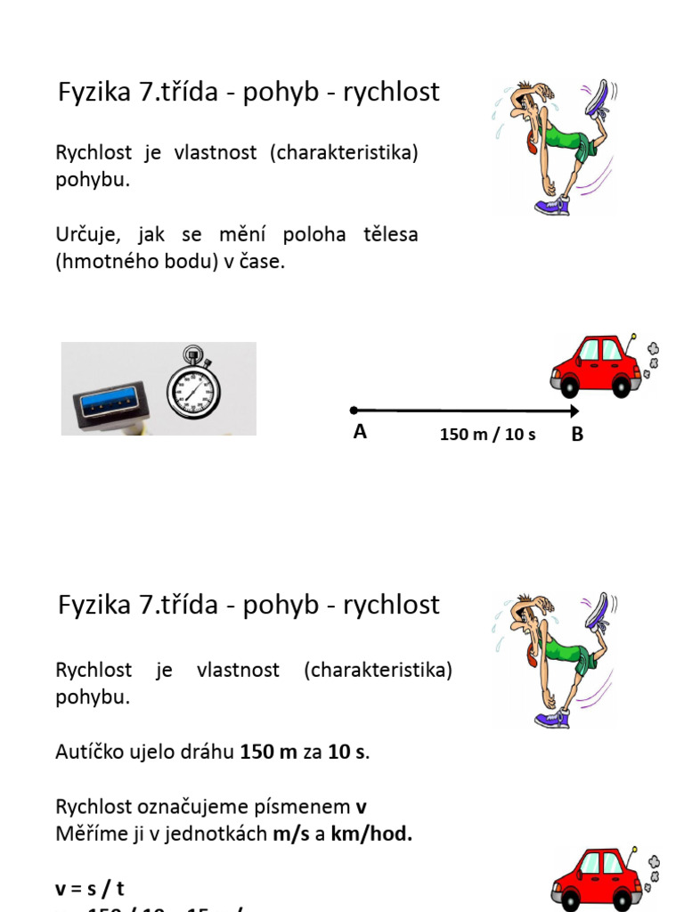 Fyzika 7 1 Pohyb Vypocty | PDF
