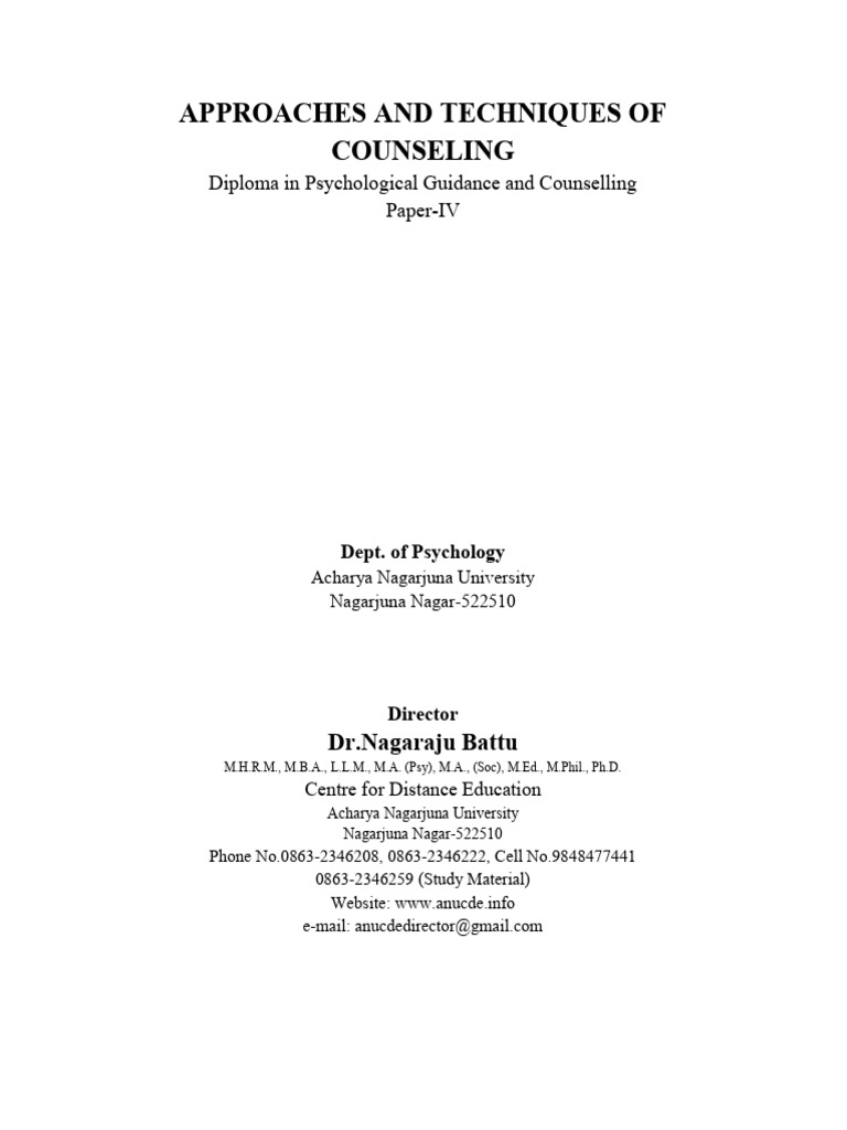 Counseling Approaches and Techniques | PDF | Psychotherapy | Psychoanalysis