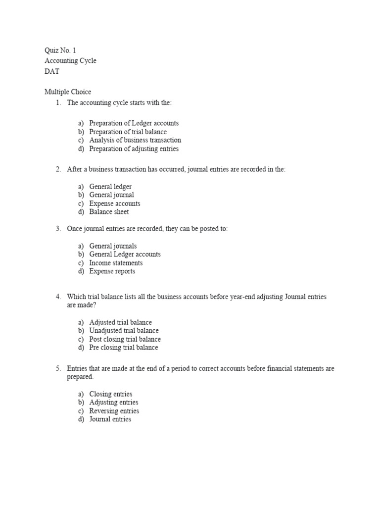 Quiz Accounting Process | PDF | Debits And Credits | Financial Economics Quiz Accounting Process | PDF | Debits And Credits | Financial Economics
