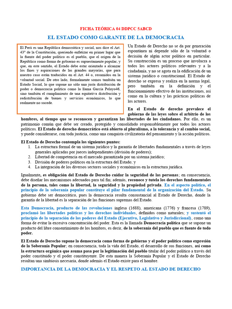 Ficha Teórica 04 DDPCC 5abcd | PDF | Democracia | Ideologías políticas