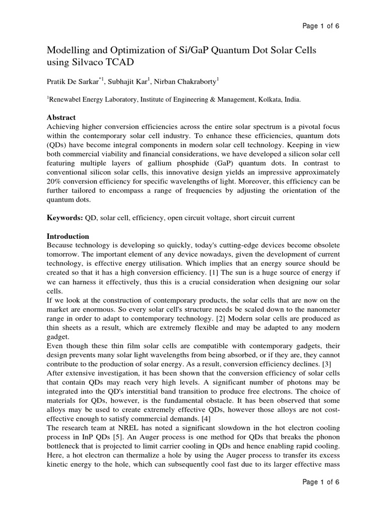 Si/GaP Quantum Dot Solar Cell Model | PDF | Solar Cell | Silicon