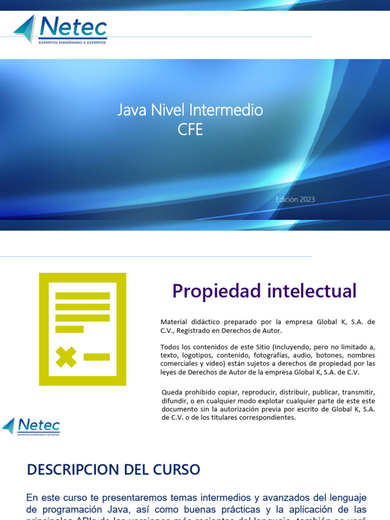 Java Intermedio Cfe SSB 80 Hrs | PDF | Java (lenguaje de programación) | Objeto (informática)