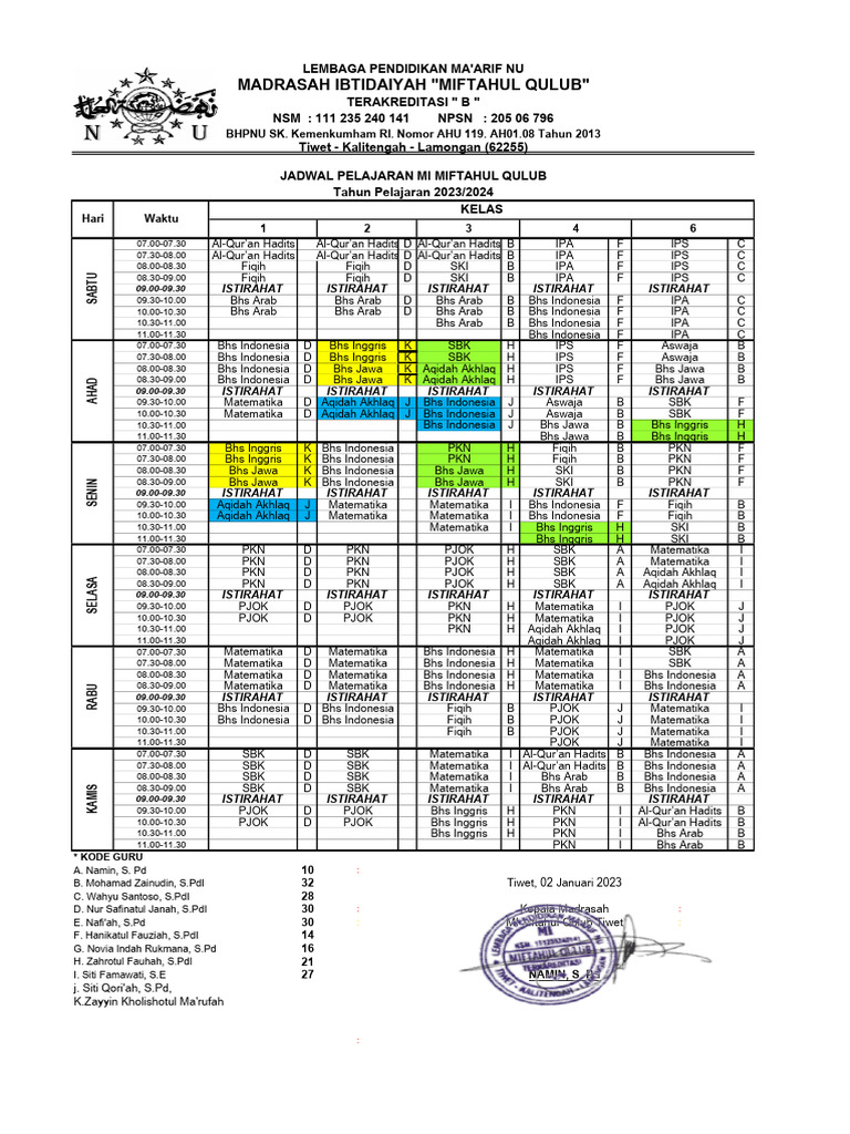 Jadwal 1 | PDF