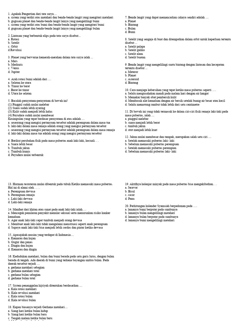 Soal Pat Ipa Kelas 6 Semester 2 | PDF | Perjalanan