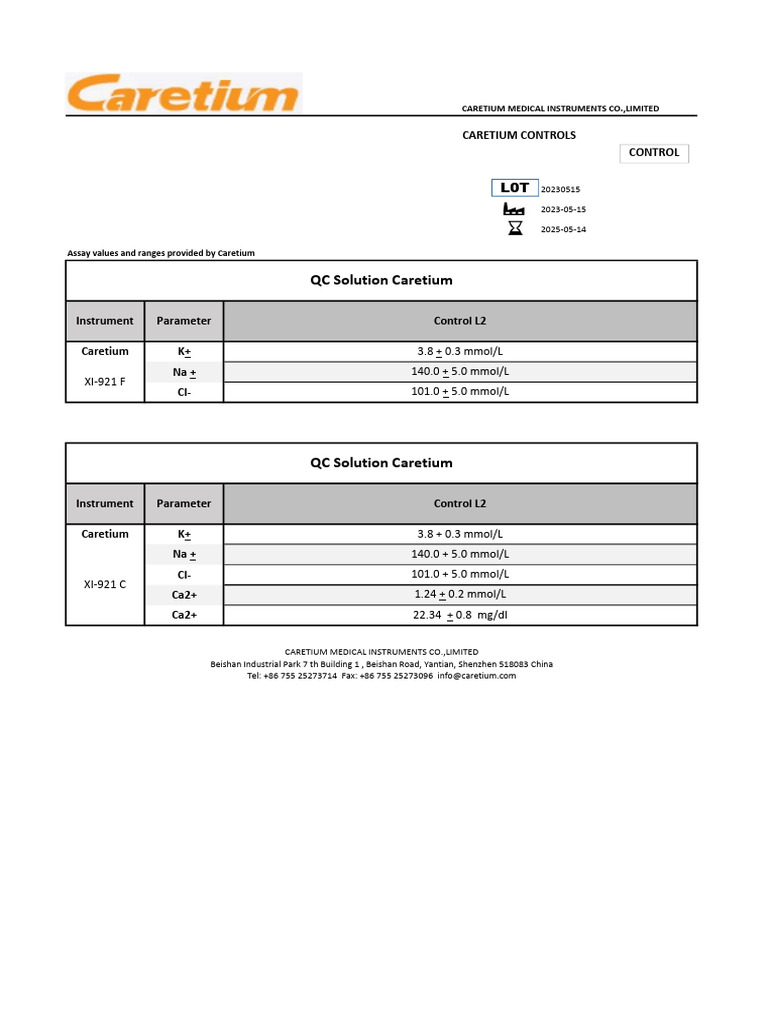 1103049294-Nilai QC Solution Lot 20230515 (L2) | PDF