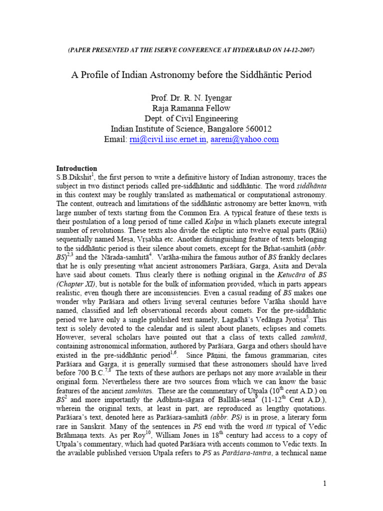 A Profile of Indian Astronomy Before The | PDF | Eclipse | Moon