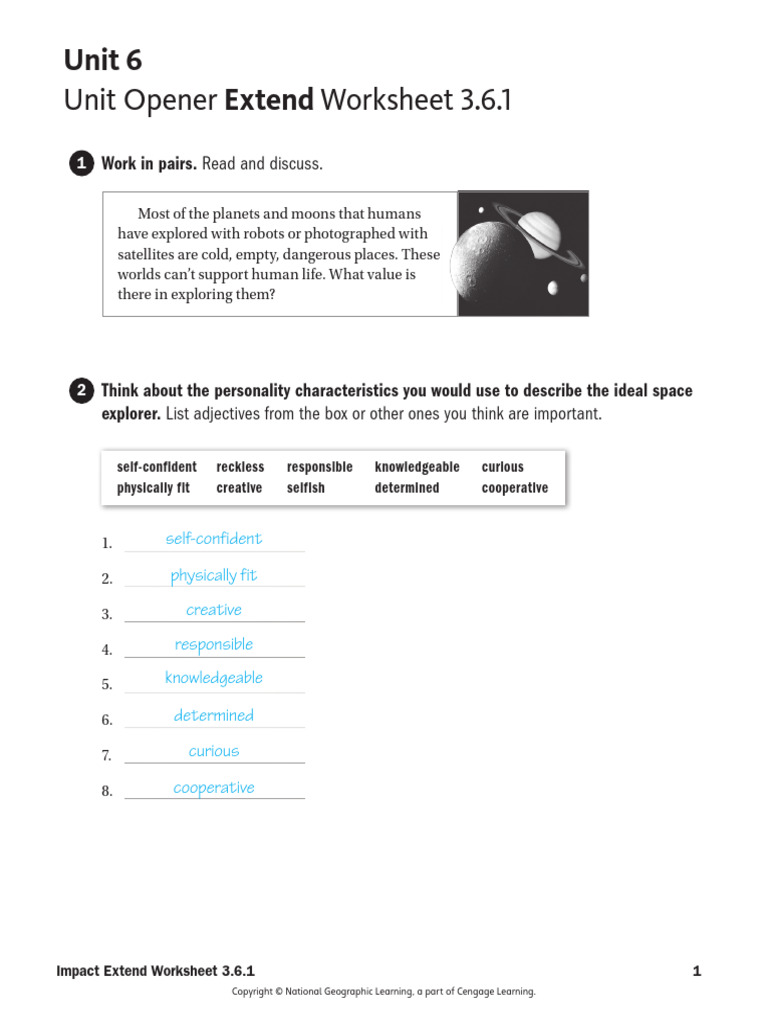 Owi Bre l03 U06 Ak Worksheet | PDF | Mars | Space Exploration
