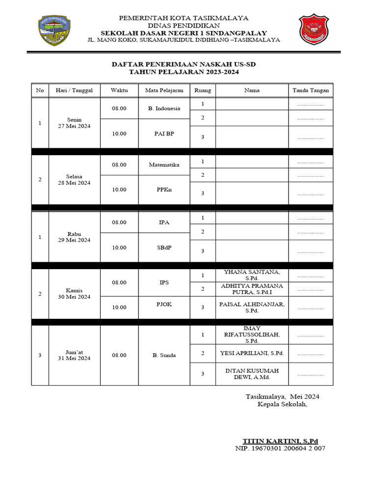 Penerimaan Naskah Dan Penyerahan LJK US 2024 | PDF