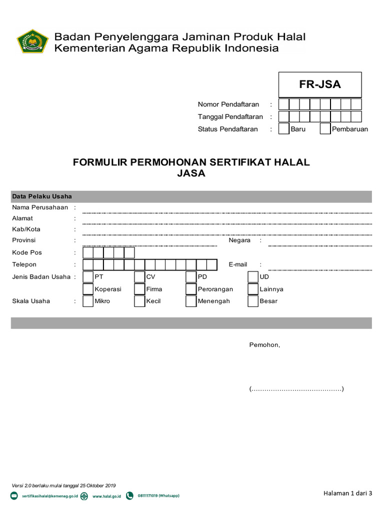 FR-JSA Formulir Pendaftaran Jasa | PDF | Bisnis | Pengelolaan Keuangan ...