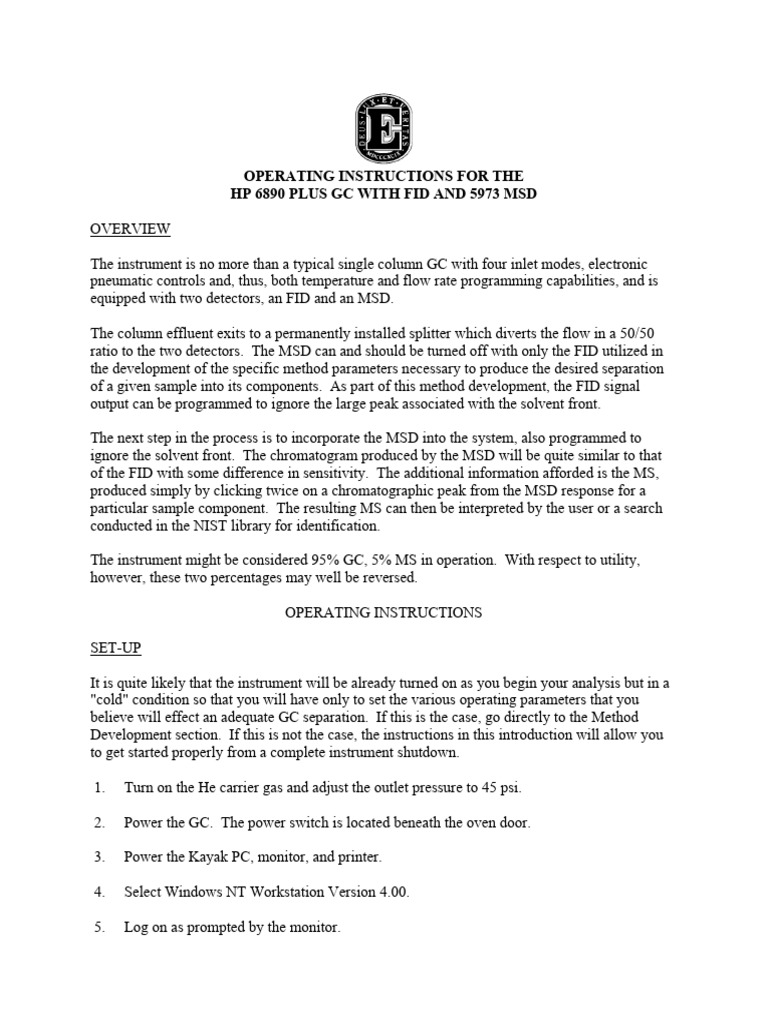 HP GC-MS | PDF | Gas Chromatography | Chromatography