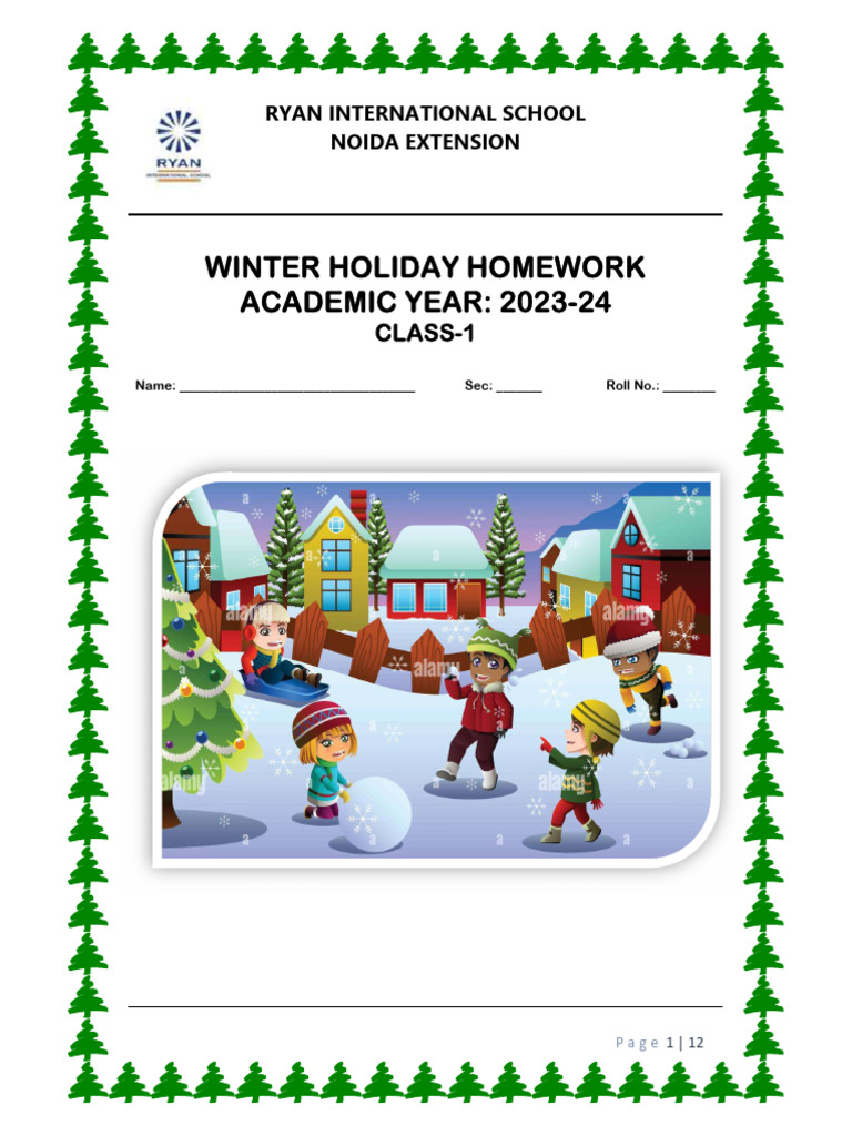 Winter Holiday Homework Class1 2023-24 | PDF