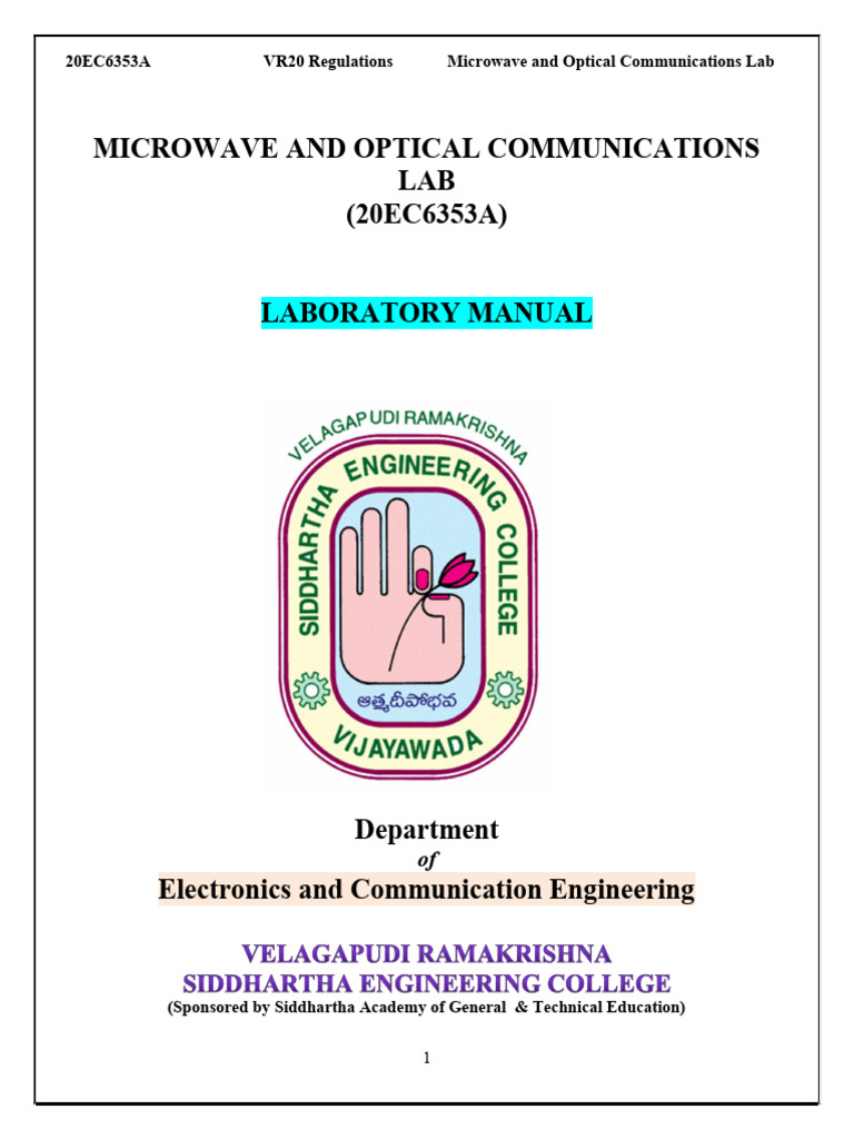 Microwave and Optical Communications Lab Manual | PDF | Optical Fiber ...