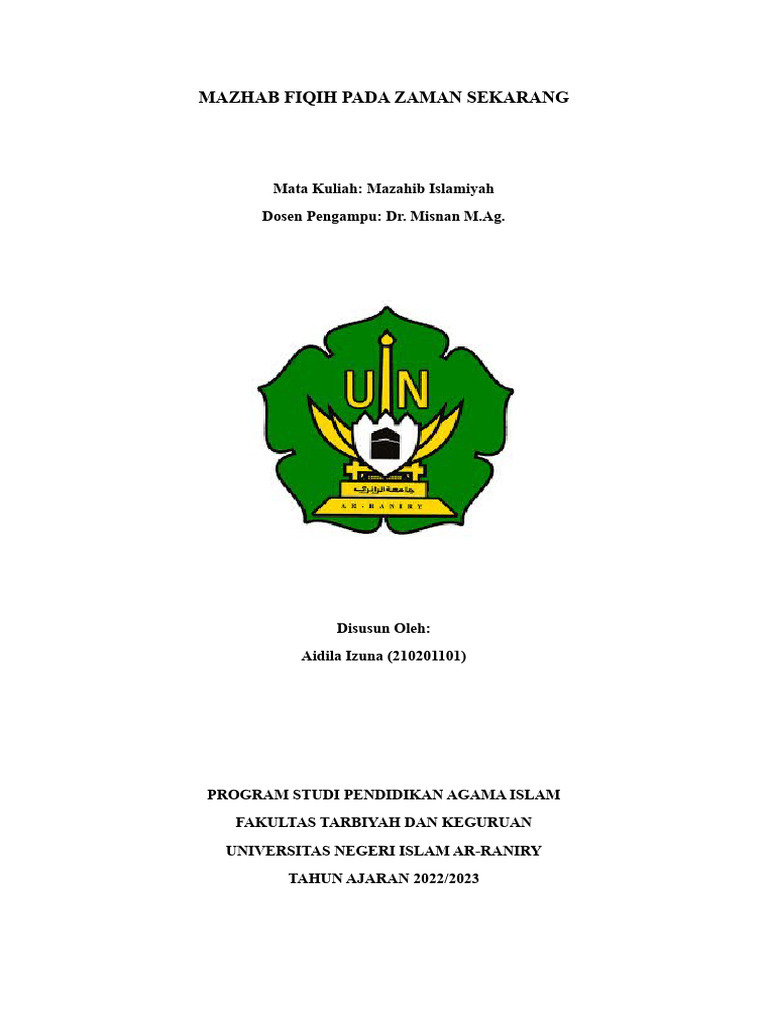 Aidila Izuna - Mazahib Islamiyah | PDF | Agama & Spiritualitas