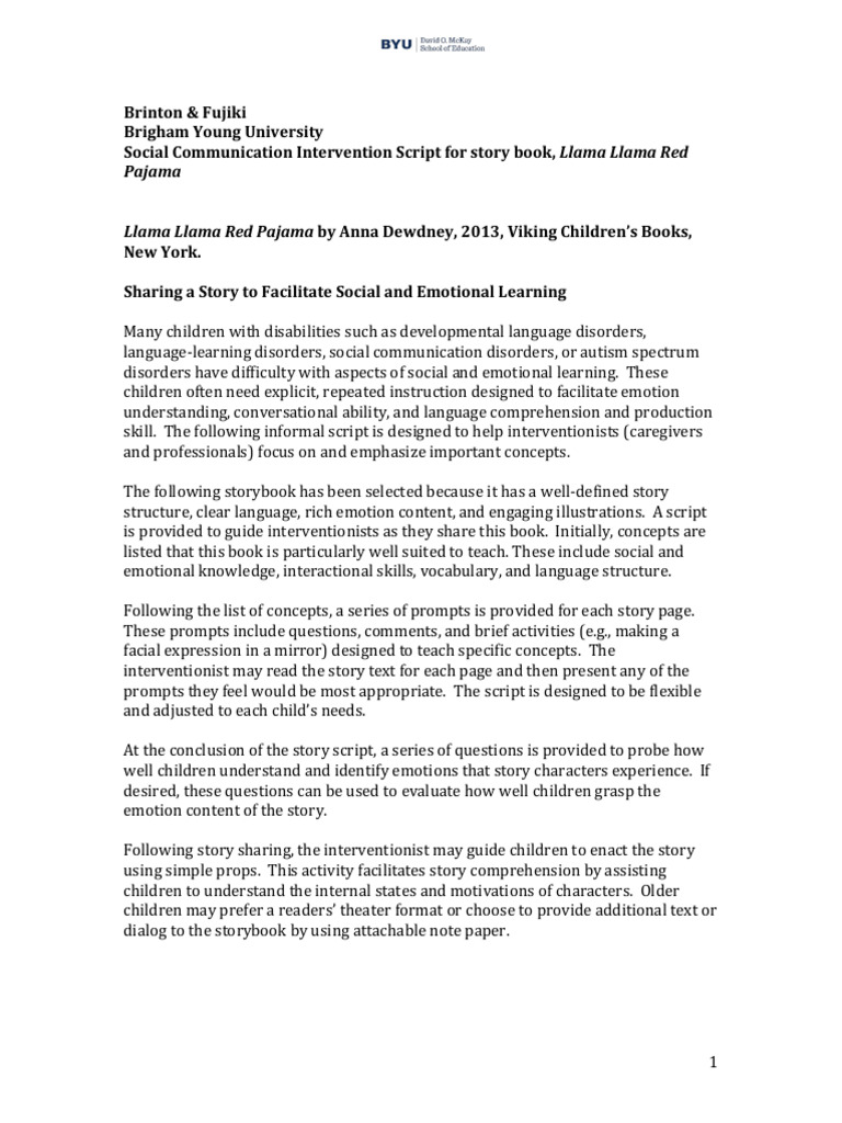 Llama Llama Red Pajama | PDF | Emotions | Reading Comprehension