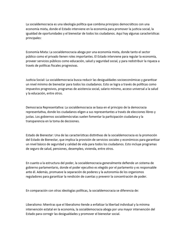 La Socialdemocracia Es Una Ideología Política Que Combina Principios ...