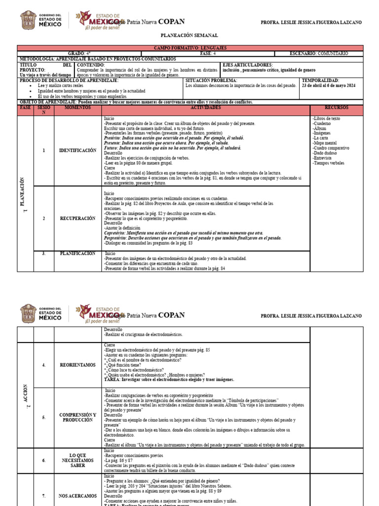 PLANEACION VIAJE A TRAVES DEL TIEMPO | PDF | Verbo | Lingüística