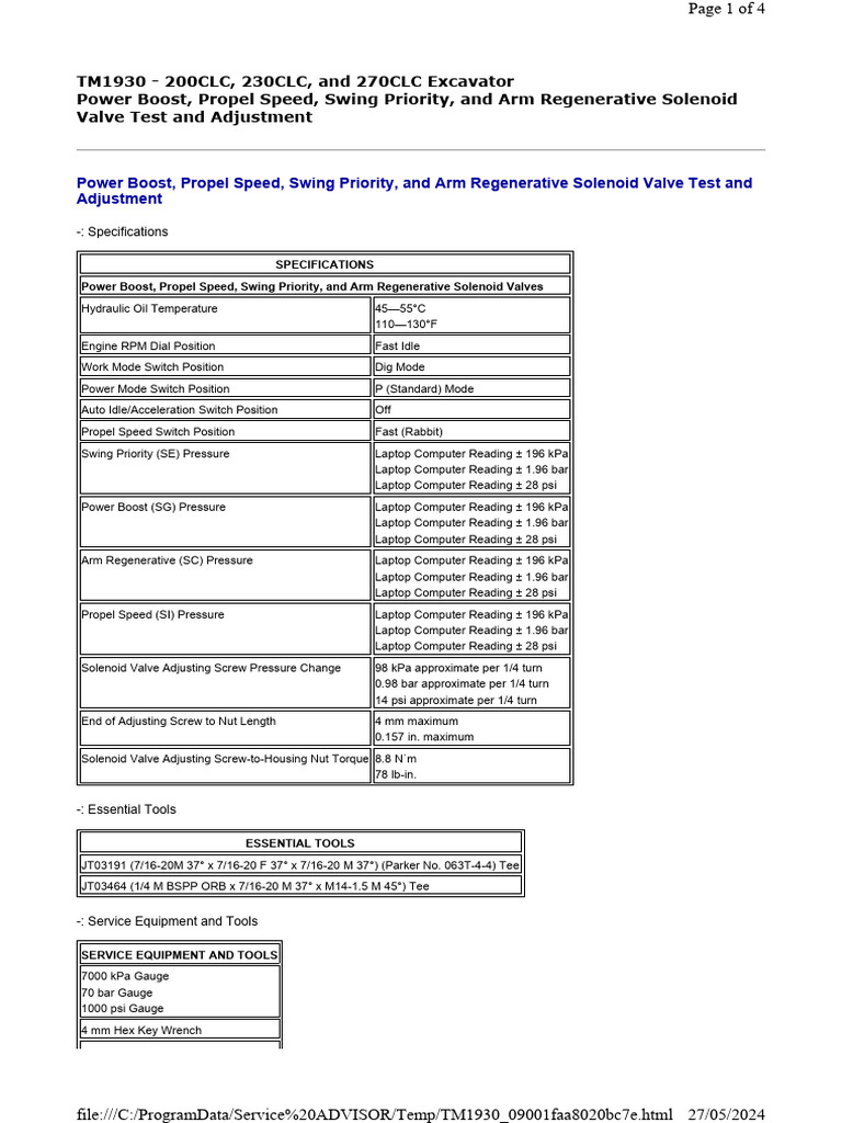 Power Boost, Propel Speed, Swing Priority, and Arm Regenerative ...