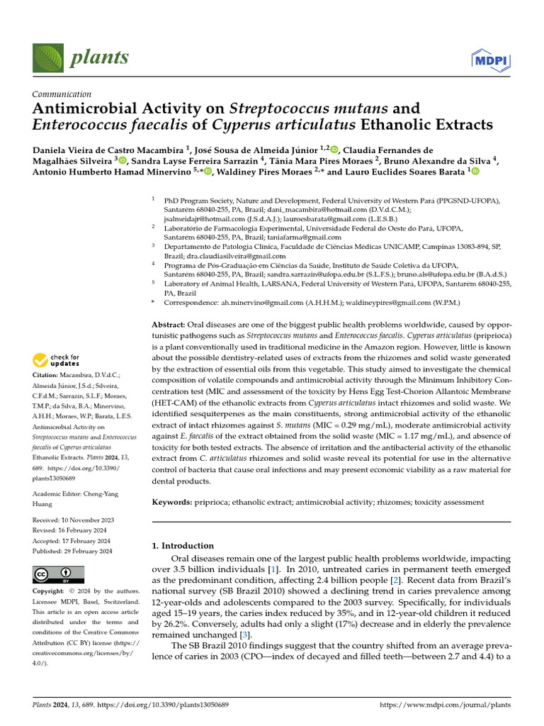 Antimicrobial Activity On Streptococcus Mutans and | Download Free PDF | Human Tooth