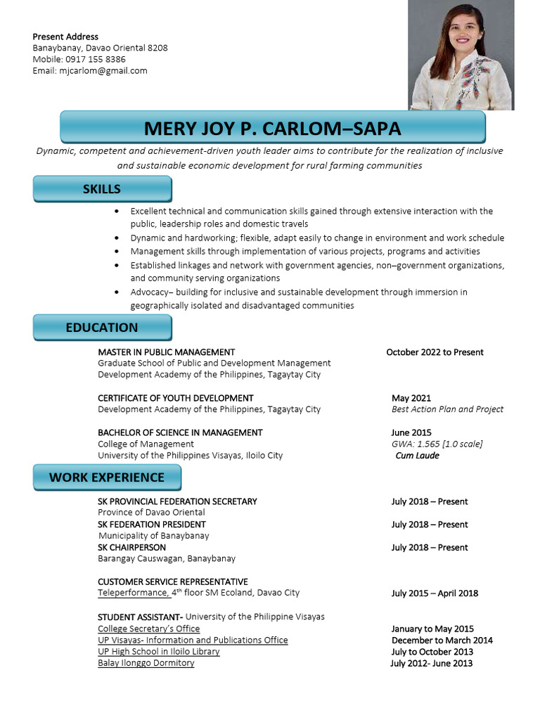 CV, Sapa Mery Joy C. | Download Free PDF | Philippines