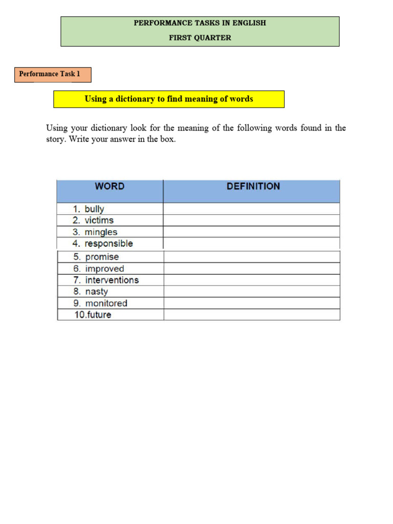 ENGLISH_performance-task | PDF | Paragraph | Word