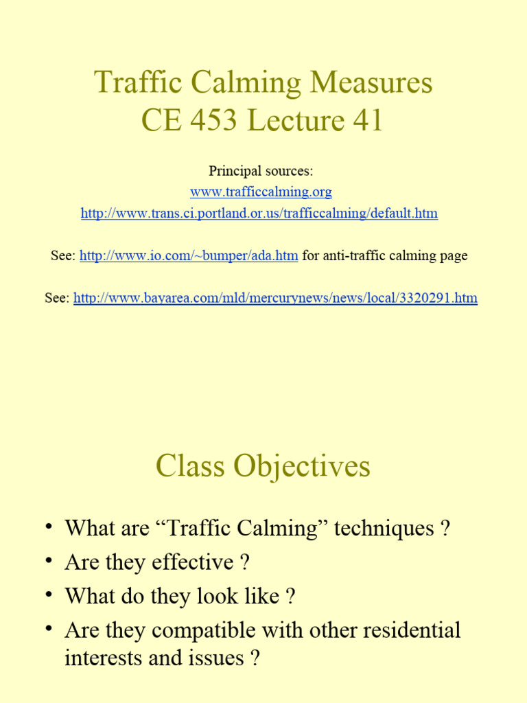 Traffic Calming for Urban Planners | PDF | Traffic | Intersection (Road)