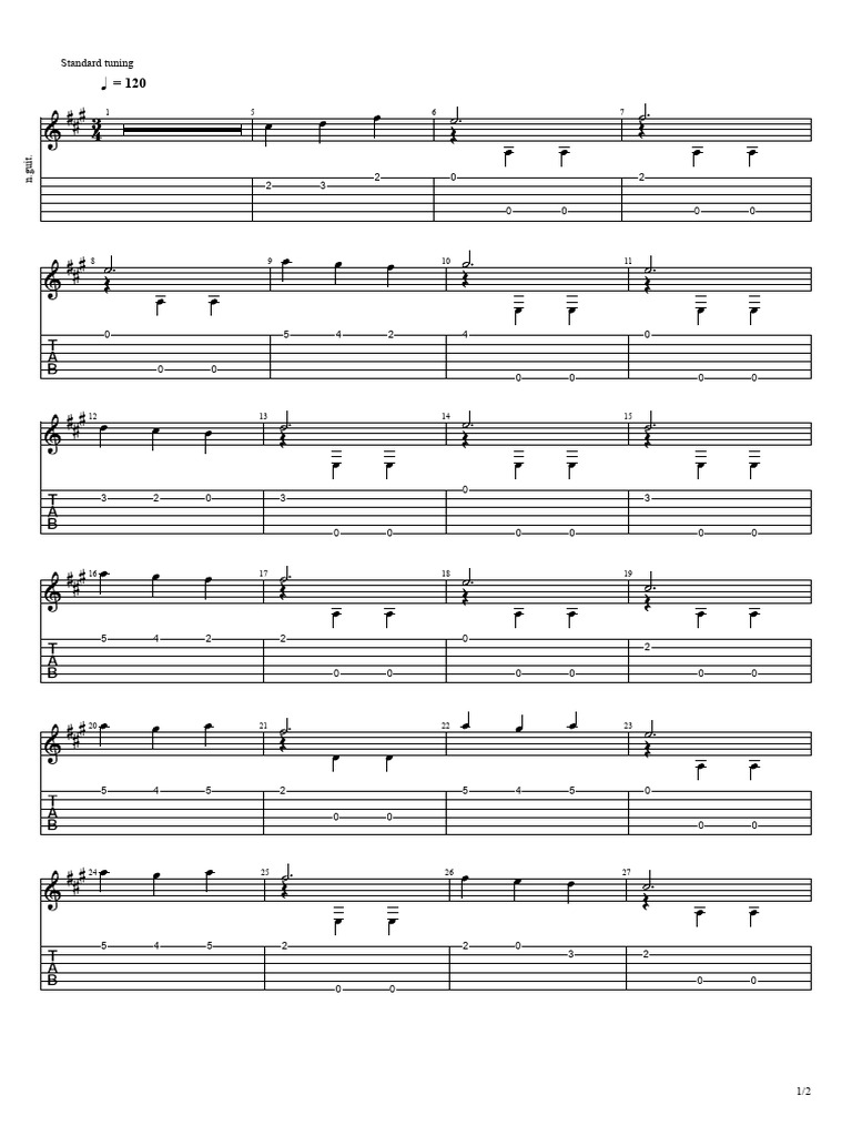 Beginner Guitar Tabs in Standard Tuning | PDF