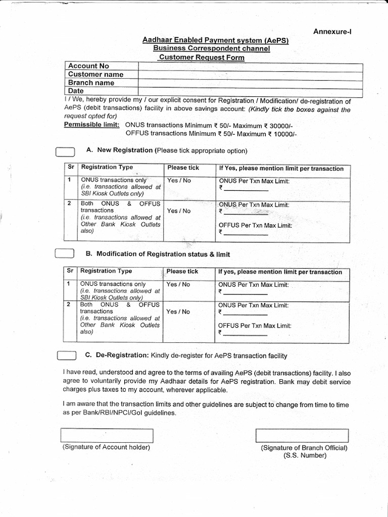Aeps Sbi | PDF