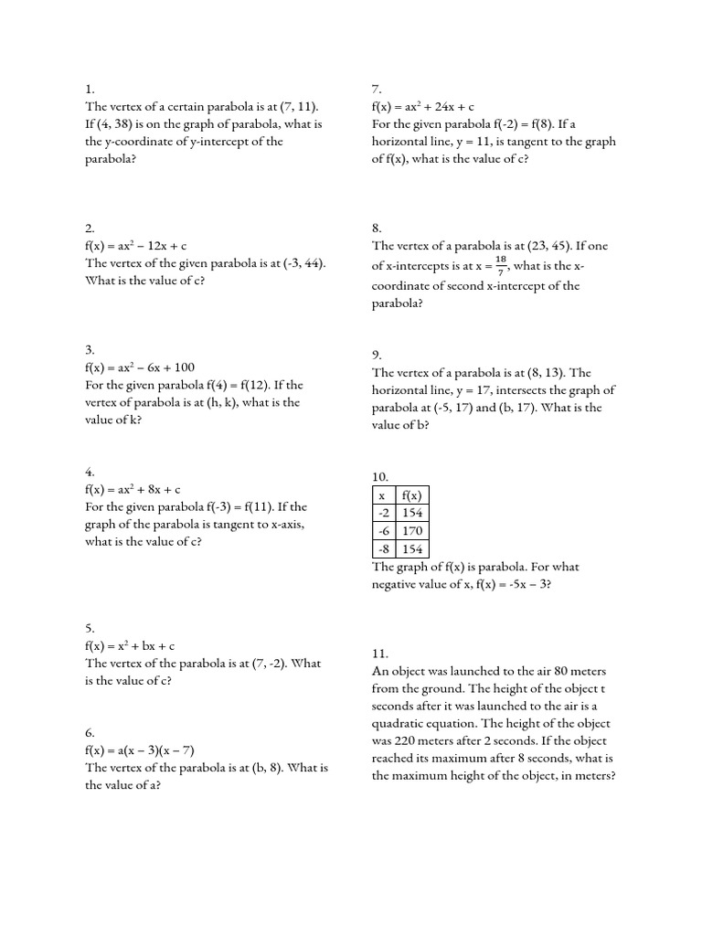 Vertex of the Parabola | PDF | Discrete Mathematics | Combinatorics