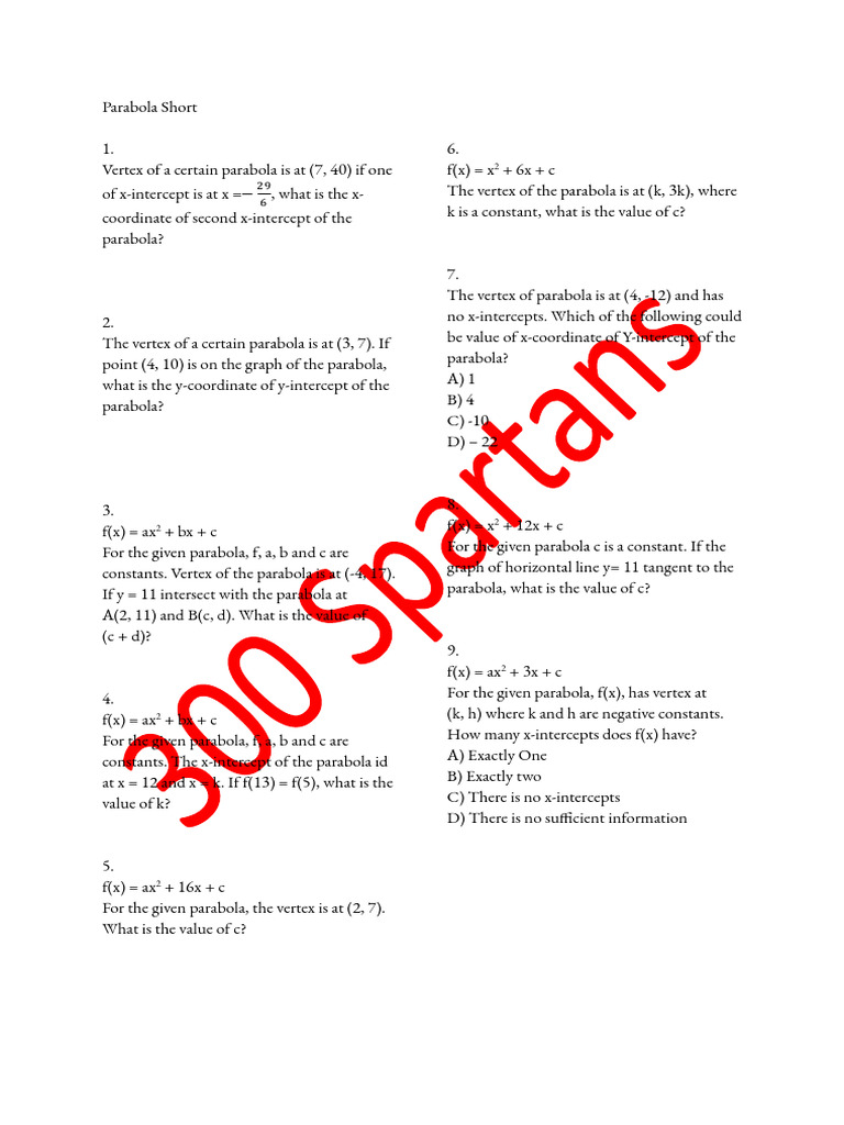 Parabola Short | PDF | Quadratic Equation | Elementary Geometry