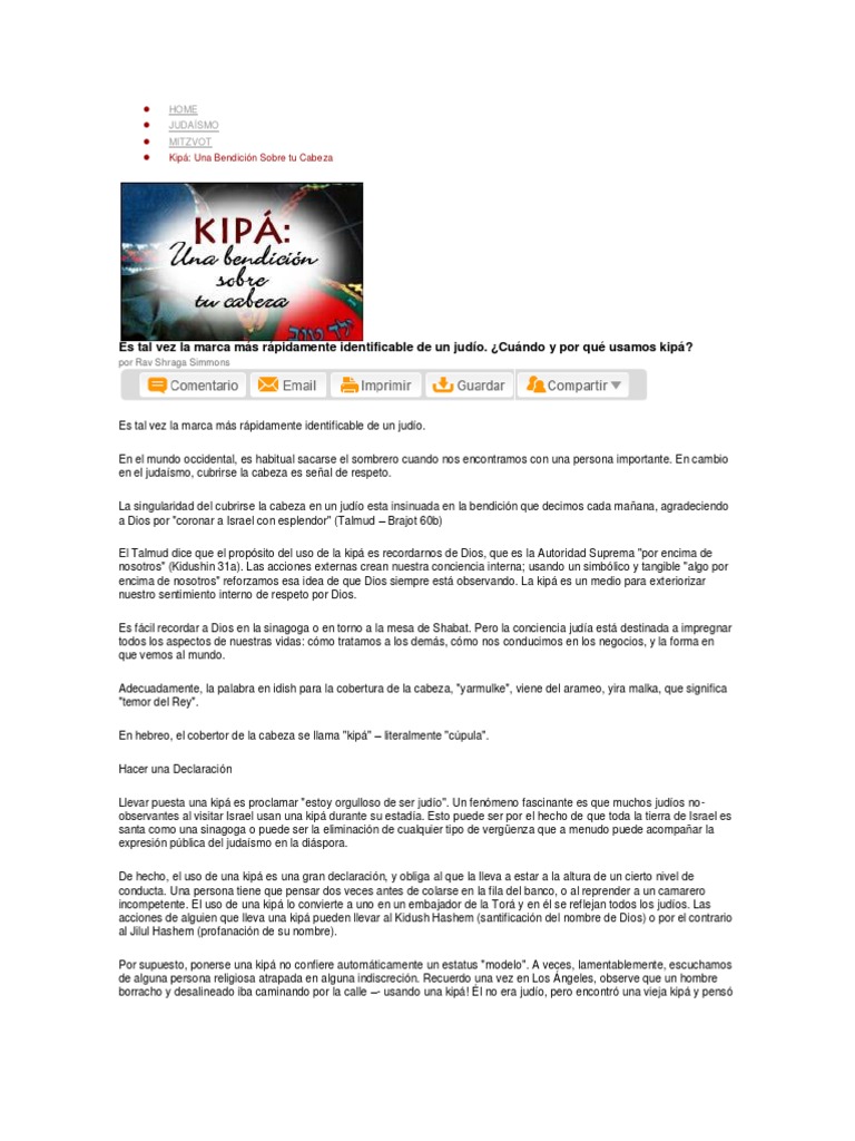 El Uso de La Kipa | PDF | Shabat | Judios