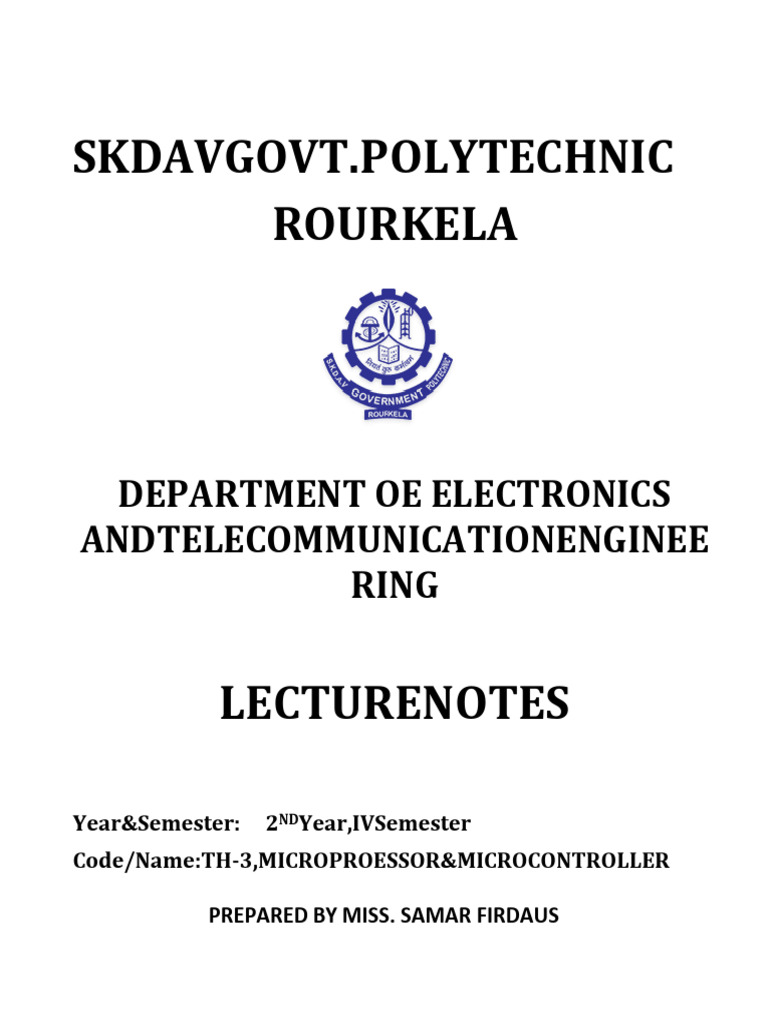 Lecture Notes of Microprocessor and Microcontroller-Converted-1 ... Lecture Notes of Microprocessor and Microcontroller-Converted-1 ...