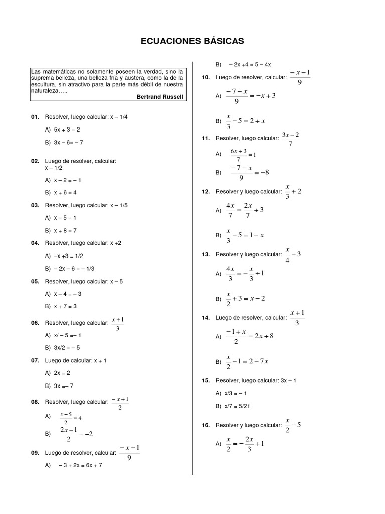 Ecuaciones Básicas | PDF