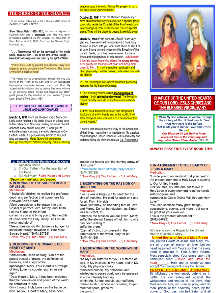 Chaplet of The Alliance of Two Hearts | PDF | Mary, Mother Of Jesus | Mercy