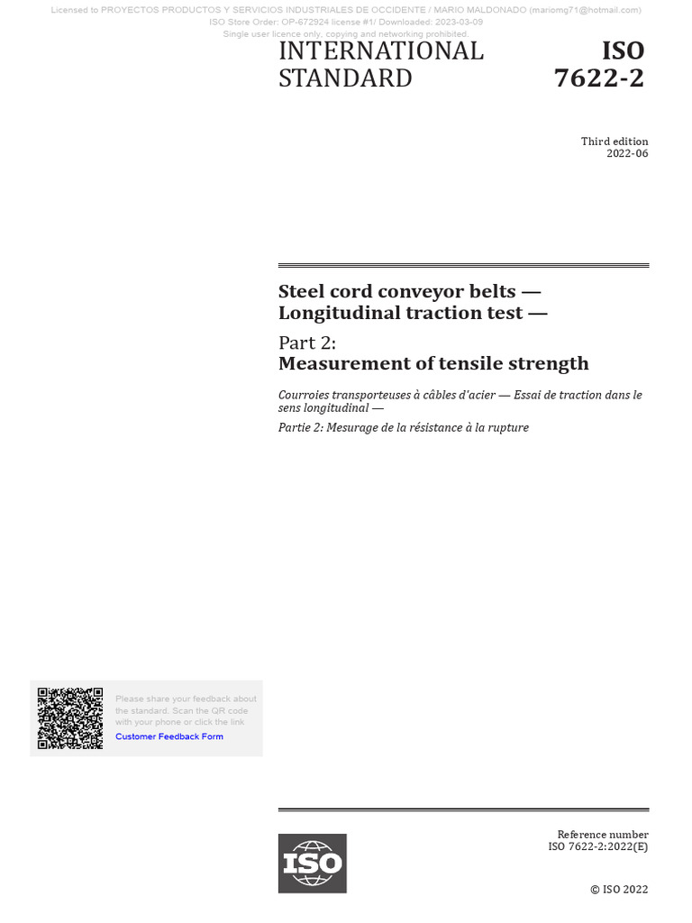ISO 7622-2 2022 Bandas Cable de Acero | PDF | International Organization For Standardization