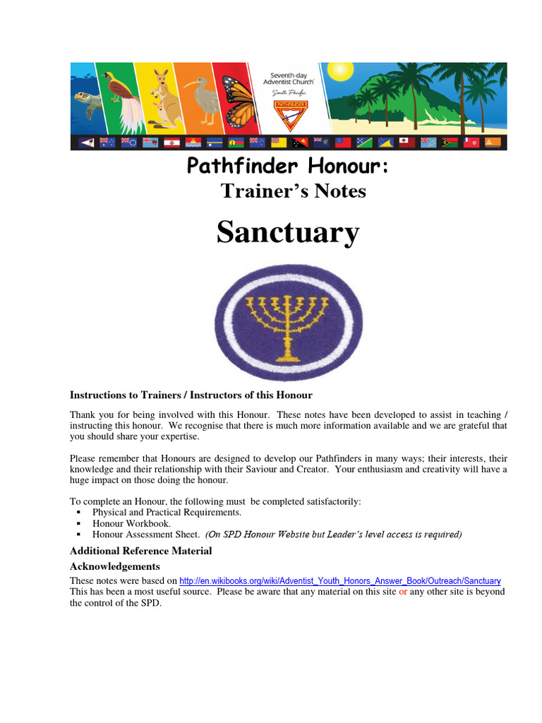 Sanctuary Honour Trainer S Notes | PDF | Book Of Exodus | Holy Of Holies