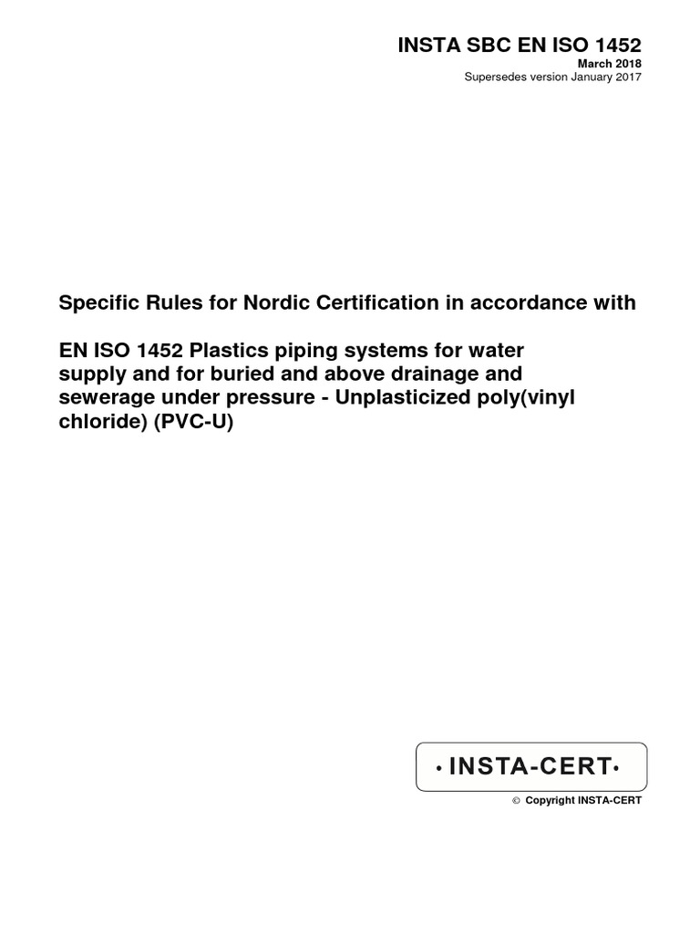 INSTA SBC EN ISO 1452 March 2018 - UK | PDF | Polyvinyl Chloride | Pipe ...