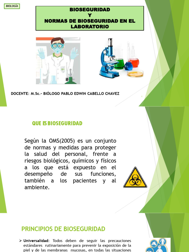 Bioseguridad y Normas de Bioseguridad en El Laboratorio | PDF | Laboratorios | Agua