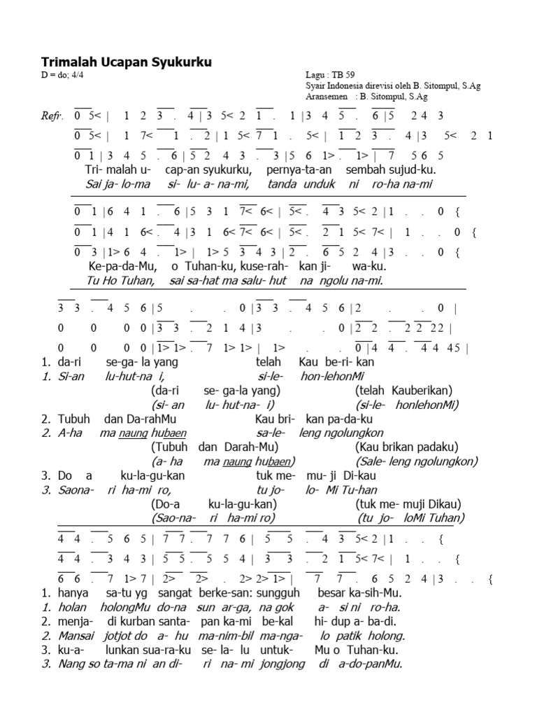 Trimalah Ucapan Syukurku | PDF