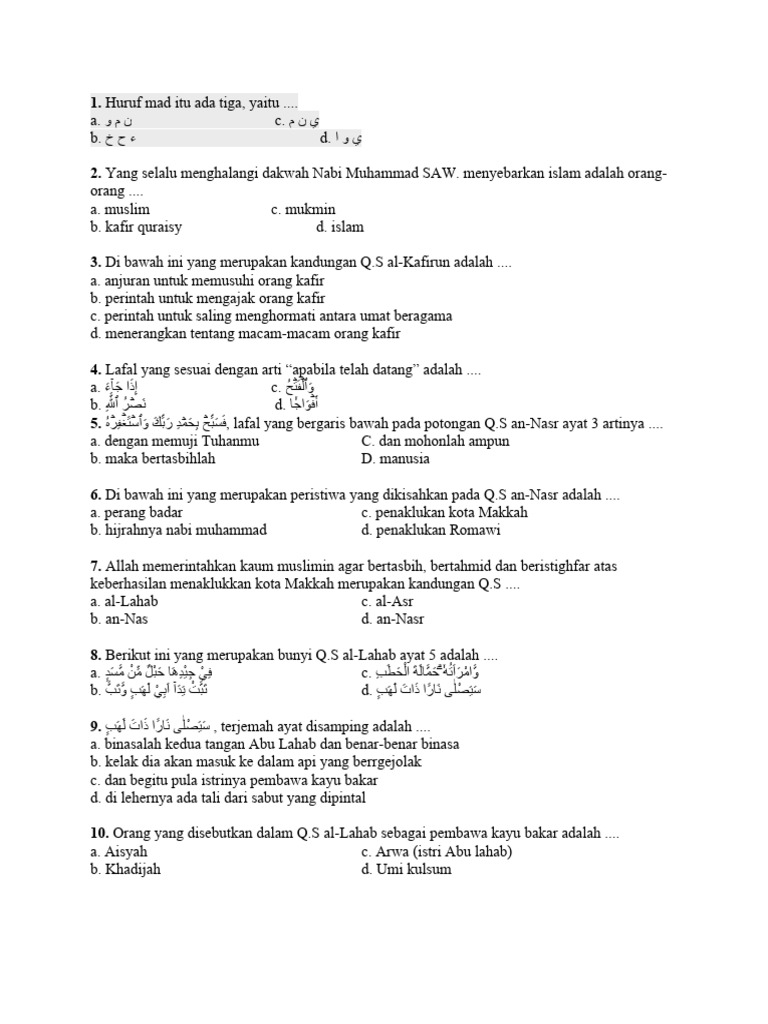 Soal Fira Pat 1 | PDF