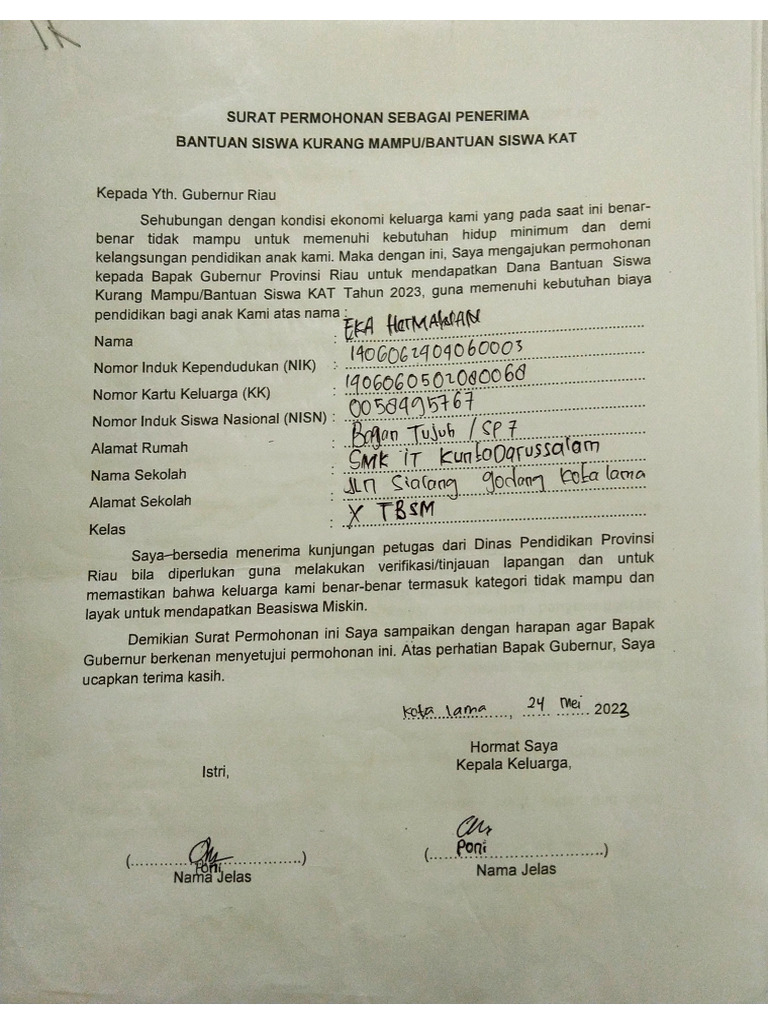 Permohonan Eka | PDF