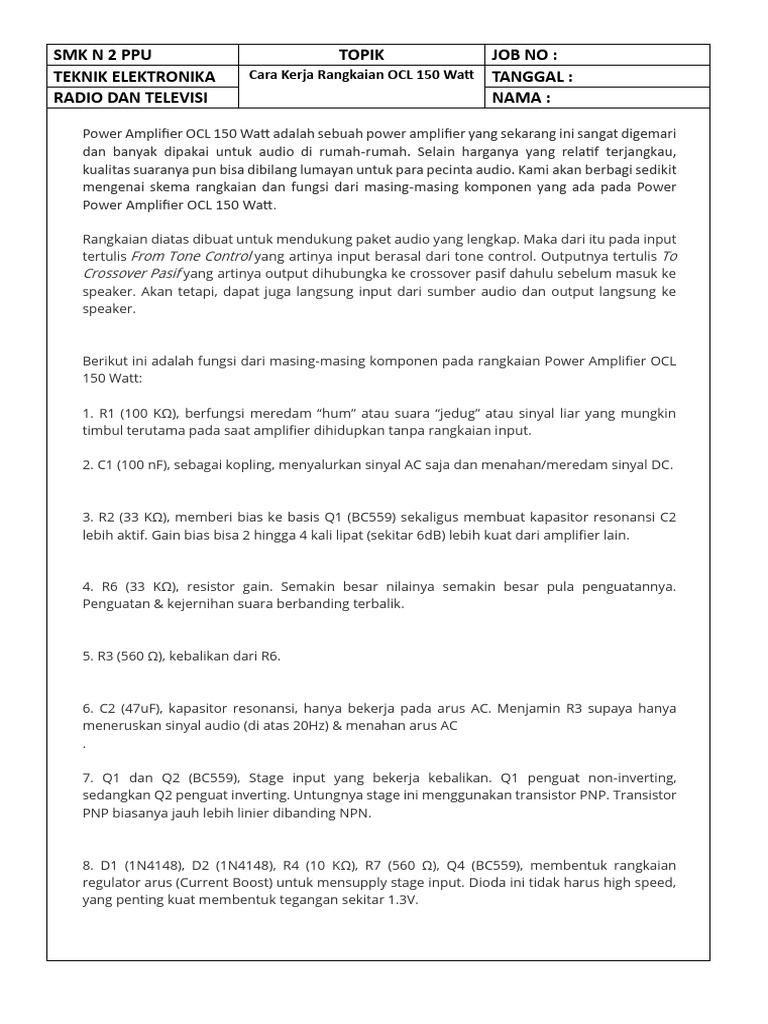 Job 10 Cara Kerja OCL 150 Watt | PDF | Sains & Matematika
