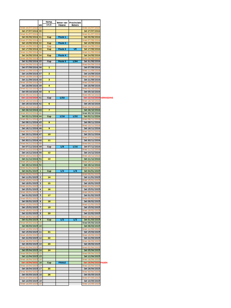 Jaarkalender 2024 2025 DRAFT | PDF