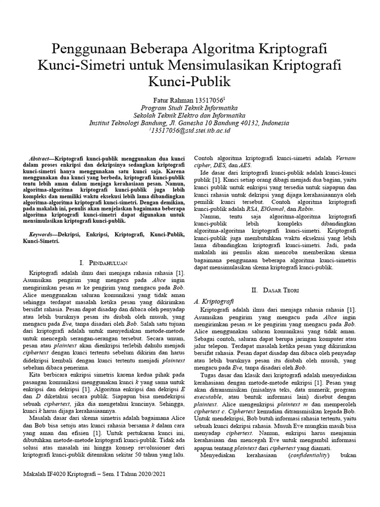 Kriptografi Simetri | PDF