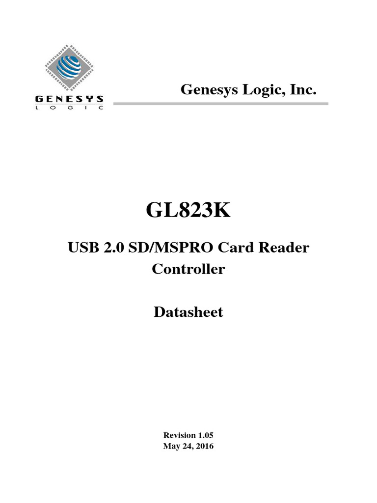 Genesys Logic GL823K HCY04 - C284879 | PDF | Usb | Microcontroller