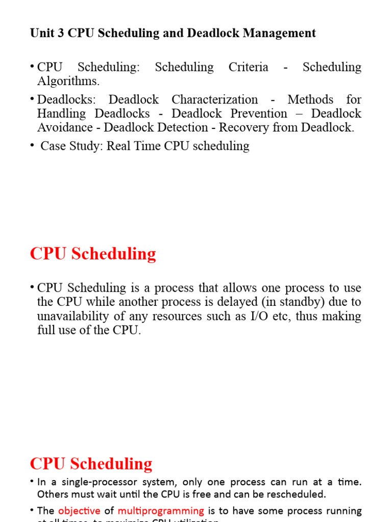 Unit 3-1 Operating System | PDF | Scheduling (Computing) | Process (Computing)